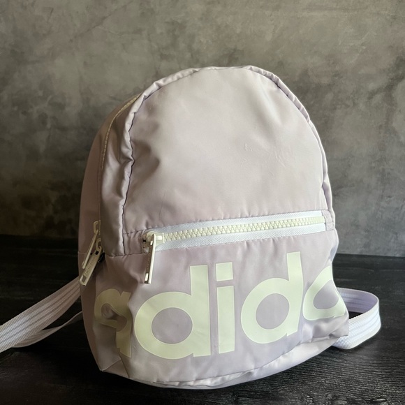 adidas | Bags | Adidas Nylon Light Purple Tint Mini Backpack White Logo ...
